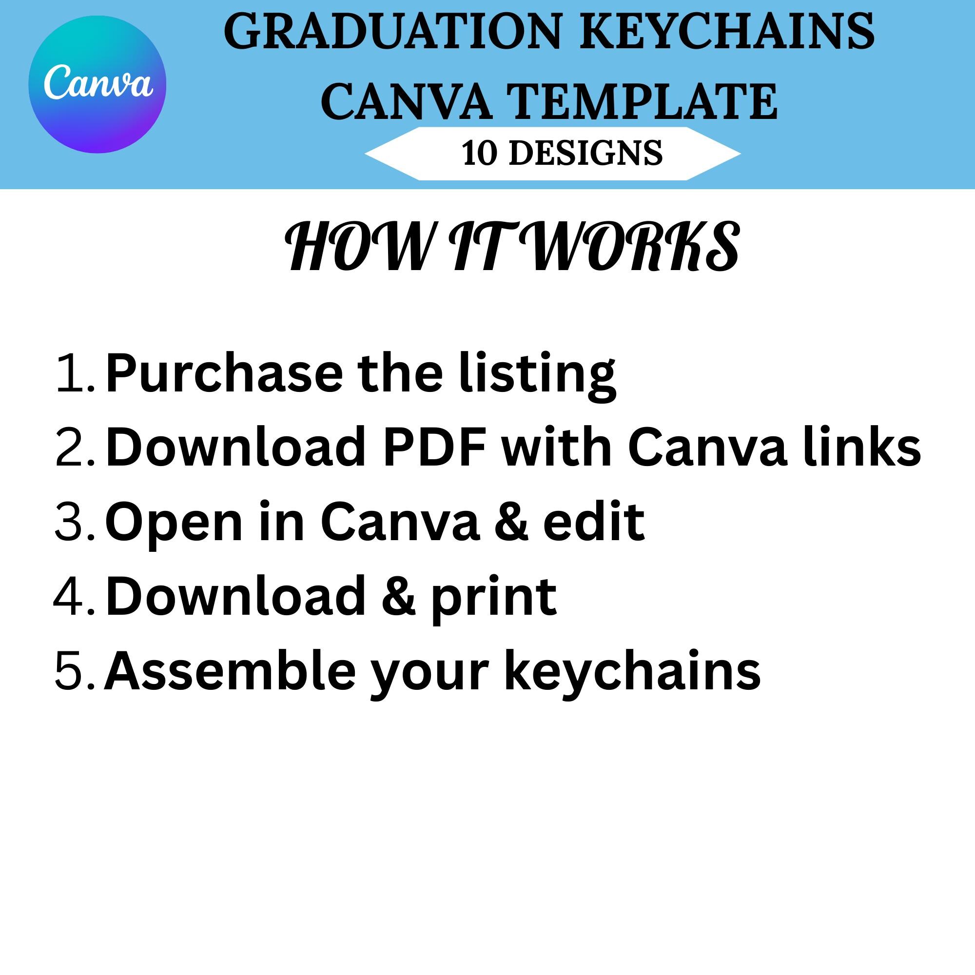 Graduation Keychain Canva Template | Editable Graduation Keychain ...