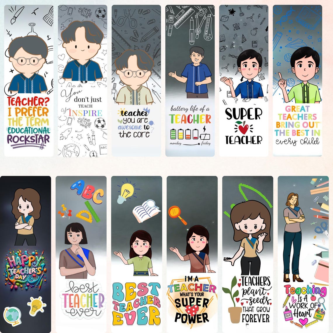Teacher Day Bookmarks | Printable Teacher Appreciation Gift, Editable ...