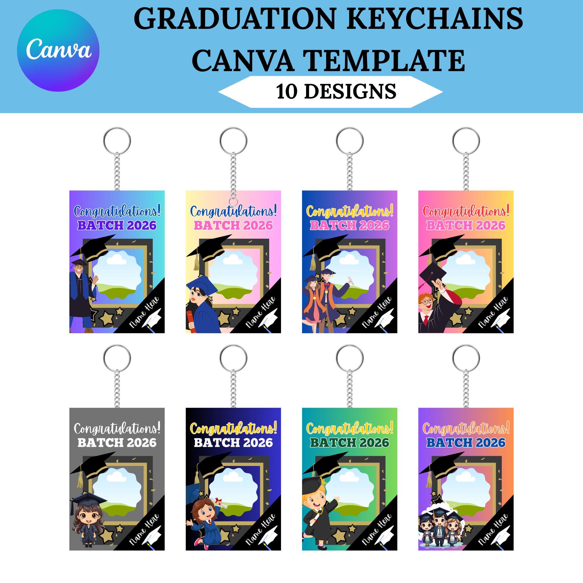 Graduation Keychain Canva Template | Editable Graduation Keychain ...