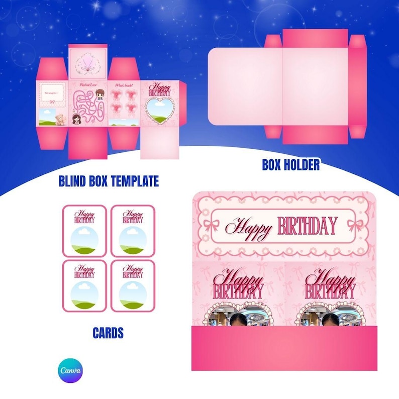 Editable Birthday Surprise, Printable Gift Box Template, DIY Canva ...