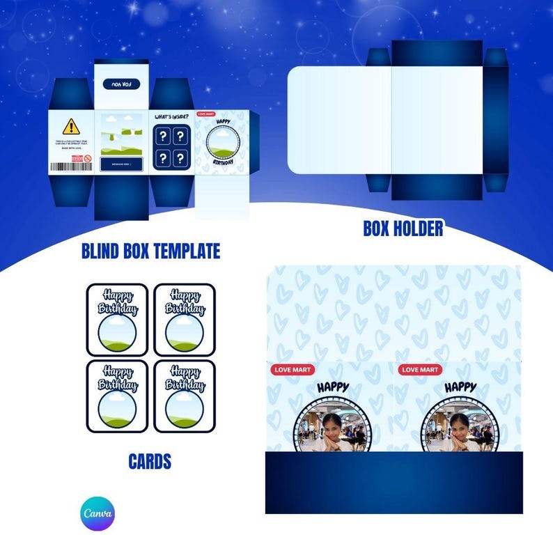 Editable Birthday Surprise, Printable Gift Box Template, DIY Canva ...