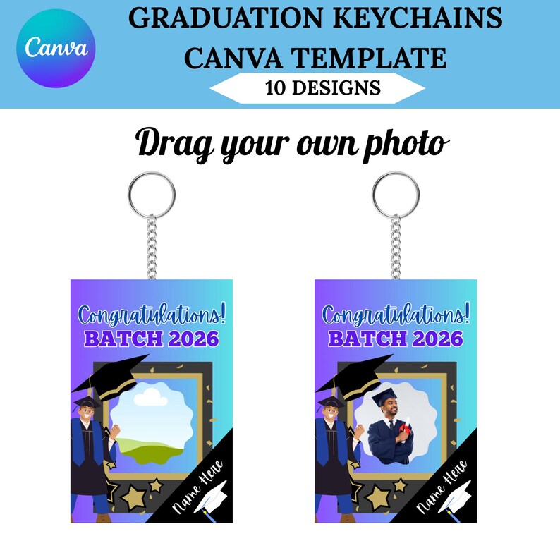 Graduation Keychain Canva Template | Editable Graduation Keychain ...