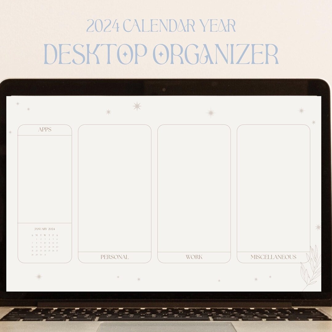 Minimal 2024 Calendar Desktop Organizer Vanilla Parchment Boho Neutral ...