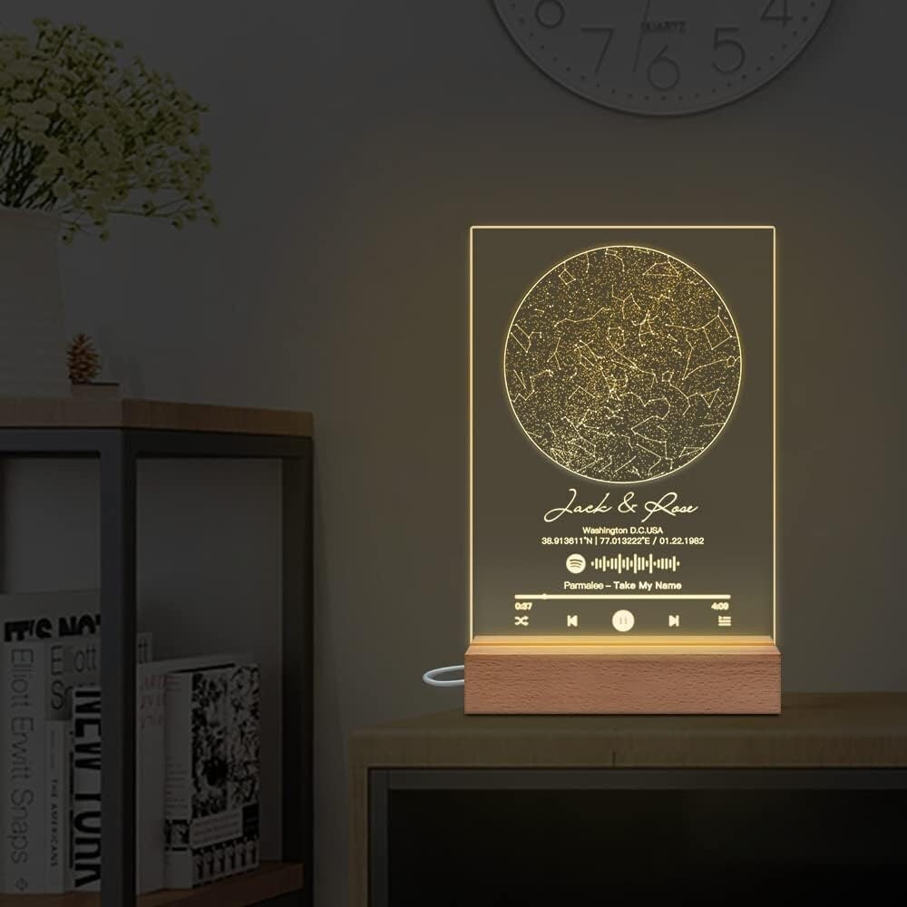 Personalized Star Map Light: Custom Starry Night Sky Lamp with Spotify ...