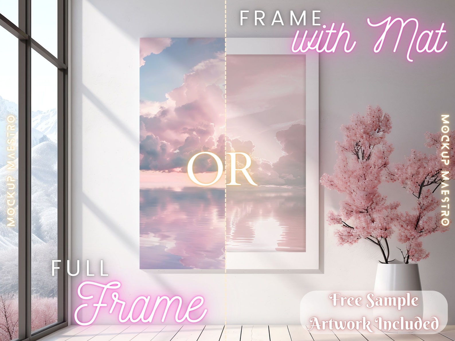 Elegant Poster Mockup FREE Artwork Aesthetic Wall Frame Minimalist ...