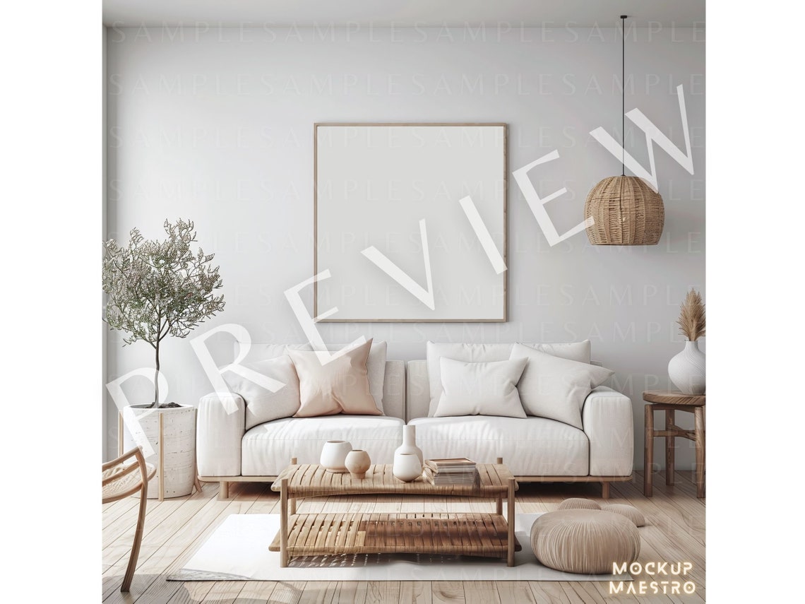 Boho Poster Mockup Artwork Included Boho Wooden Wall Art Frame Frame ...