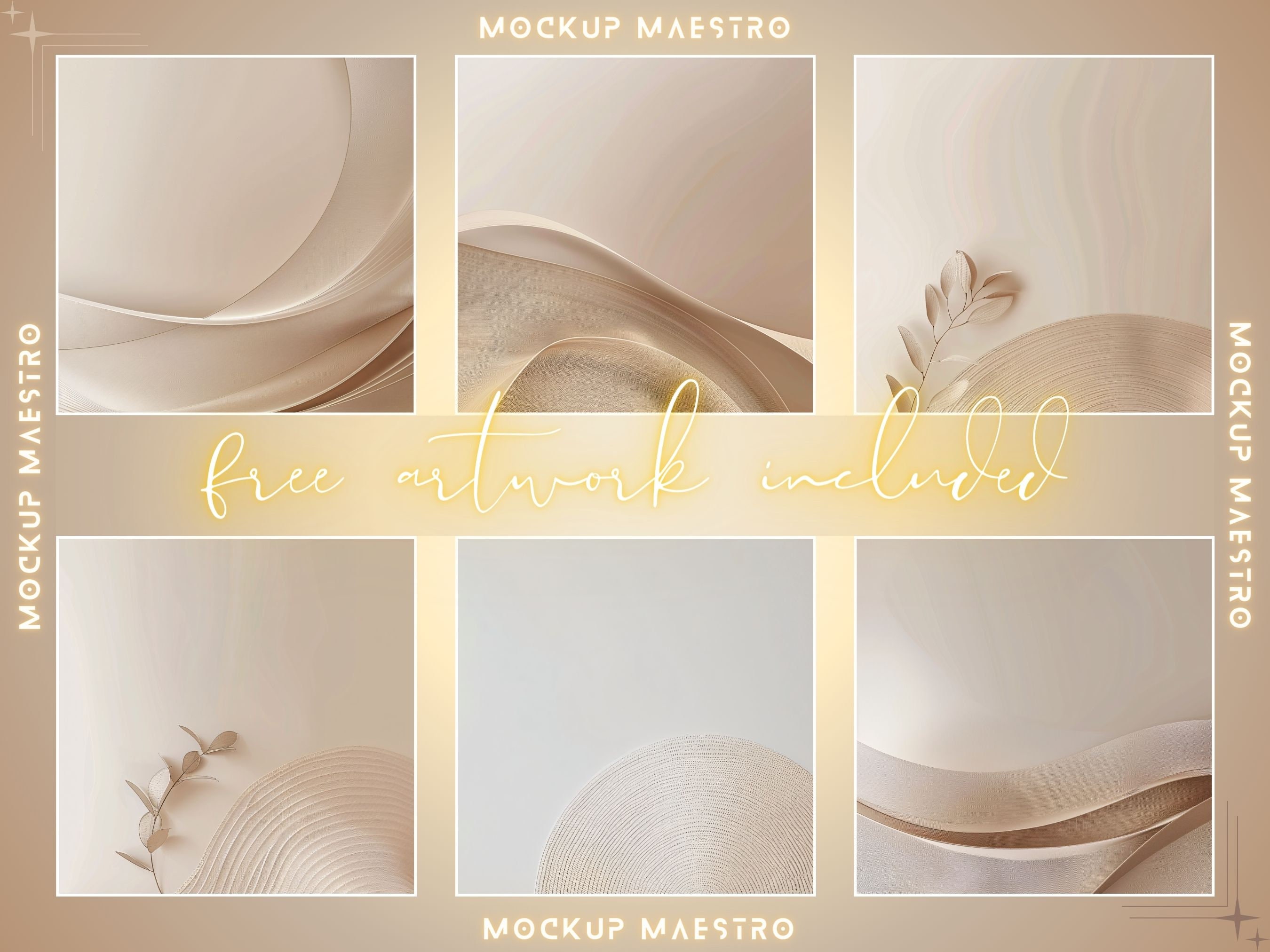 Boho Poster Mockup Artwork Included Boho Wooden Wall Art Frame Frame ...