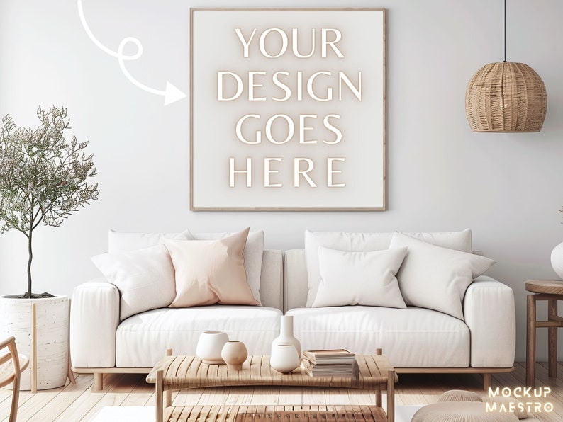 Boho Poster Mockup Artwork Included Boho Wooden Wall Art Frame Frame ...