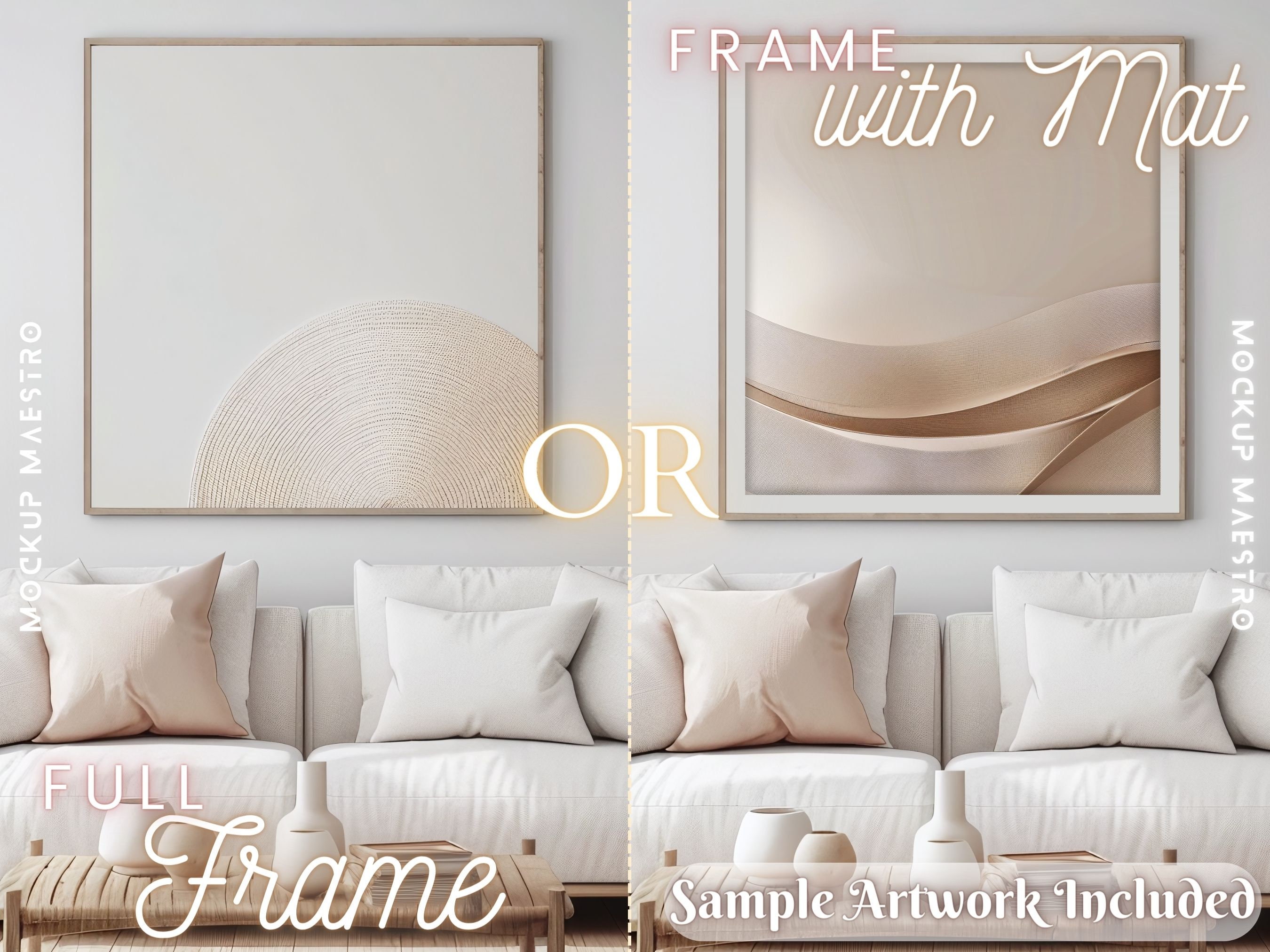 Boho Poster Mockup Artwork Included Boho Wooden Wall Art Frame Frame ...