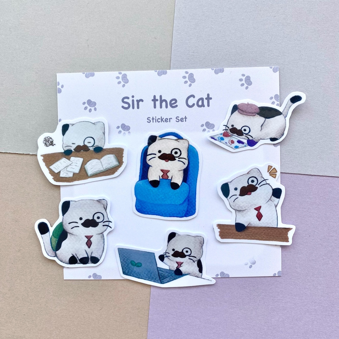 Sir the Cat Stickers Back to School With Sir Cute 6pcs Glossy ...