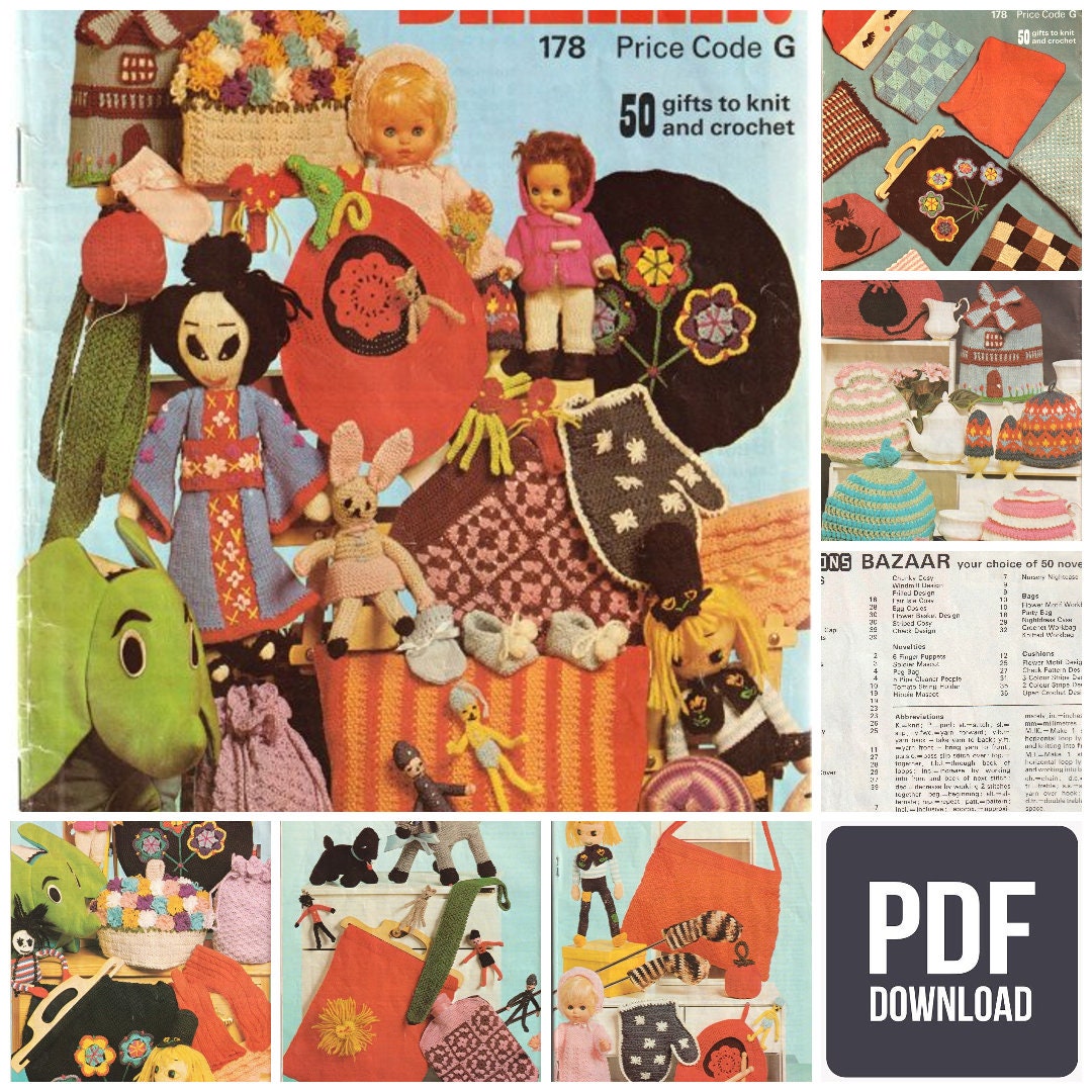 50 Vintage Art Knitting Crochet Patterns 1970s Patons Bazaar 40 Page ...