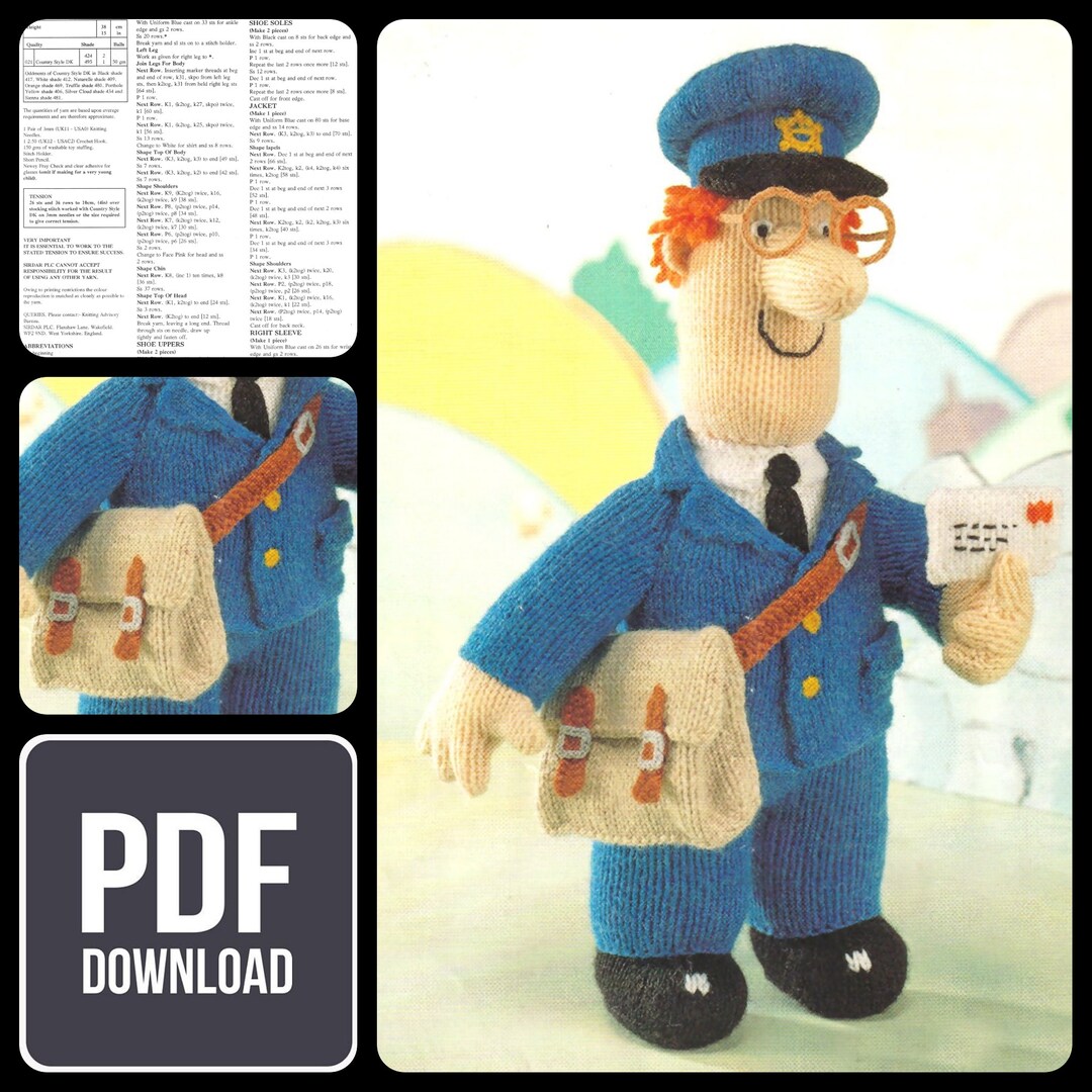 Postman Pat VINTAGE Knitting Pattern Craft Crochet Sewing Knit Project ...