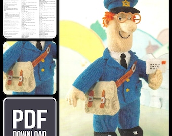 Vintage Postman Pat Knitting Pattern DIGITAL DOWNLOAD A4 PDF - Etsy