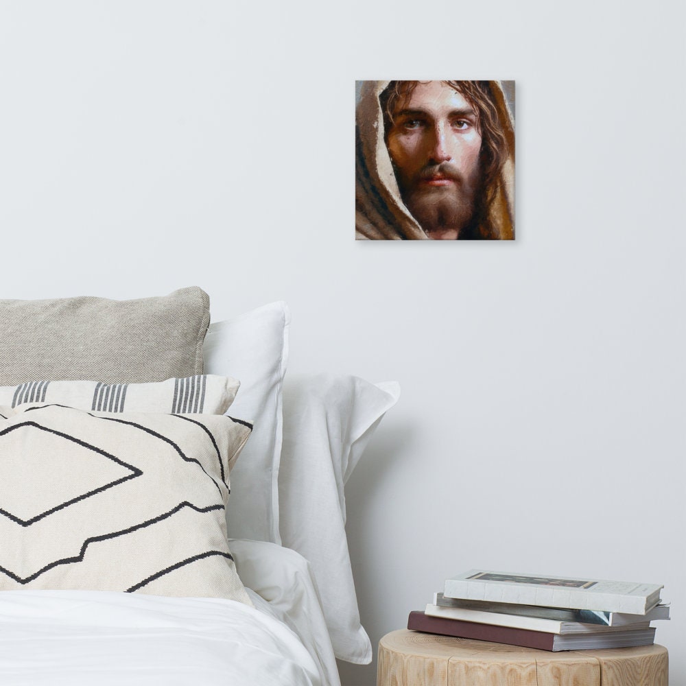 Jesus Christ Portrait Canvas Oil Paint AI Generated Digital Photoshop ...