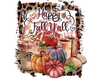 Happy Fall Yall Football Pumpkin Coffee Sublimation Png - Etsy