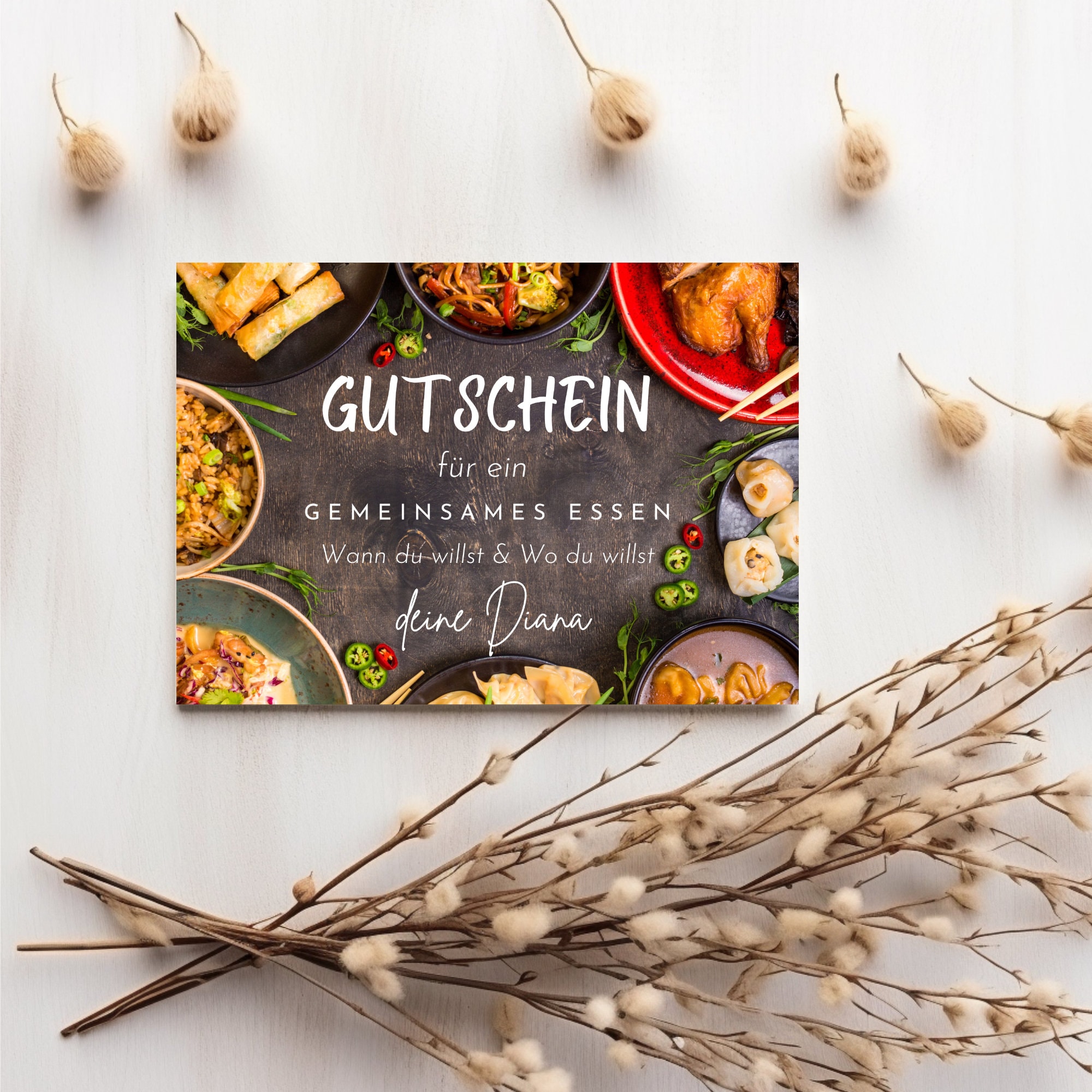 Gutscheinkarte| gemeinsam Essen| Individuelles Geschenk| Gutschein ...
