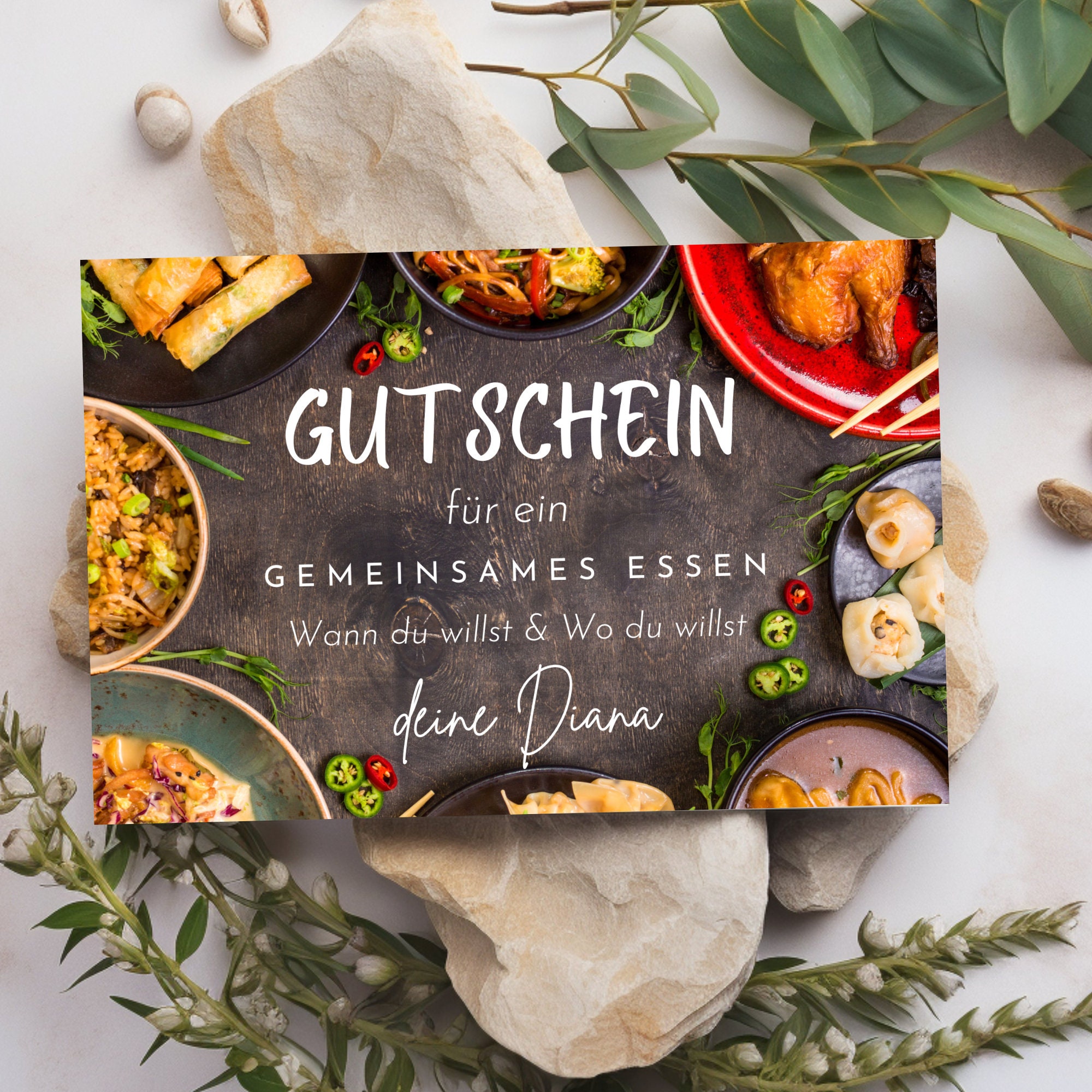 Gutscheinkarte| gemeinsam Essen| Individuelles Geschenk| Gutschein ...