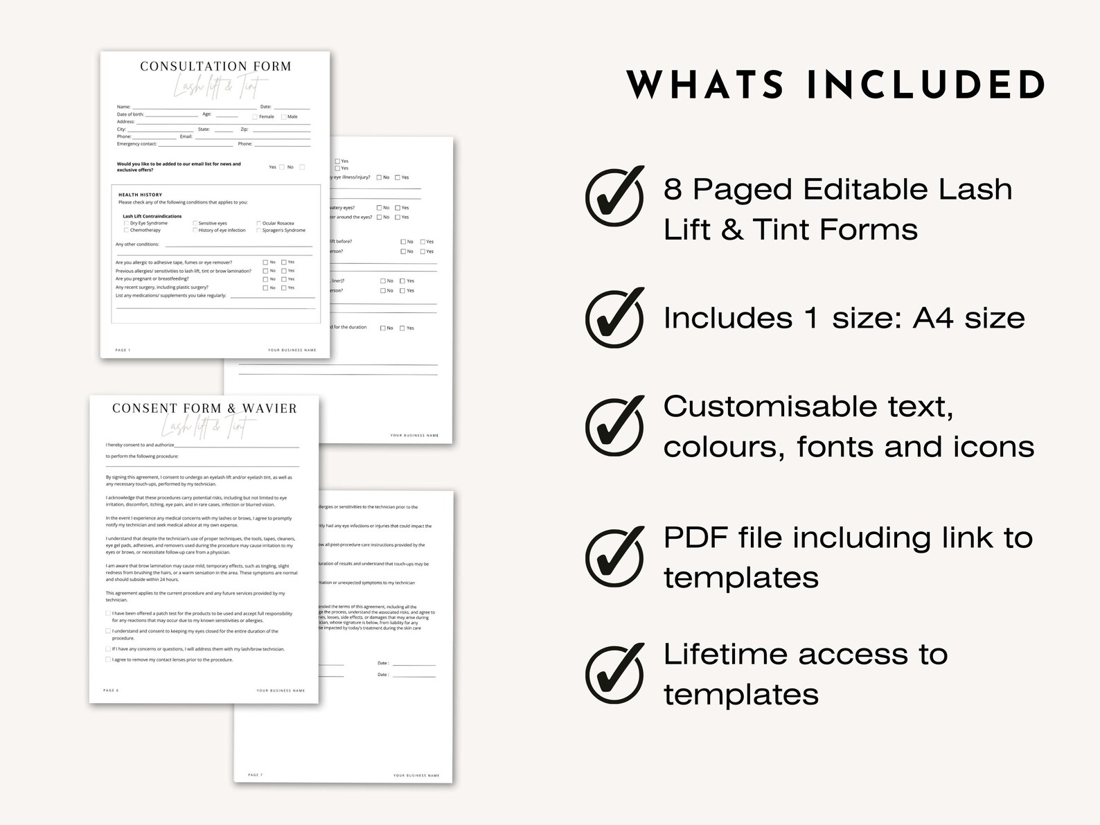 Editable Lash Lift & Tint Form, Lash Lift and Tint Client Intake, Lash ...
