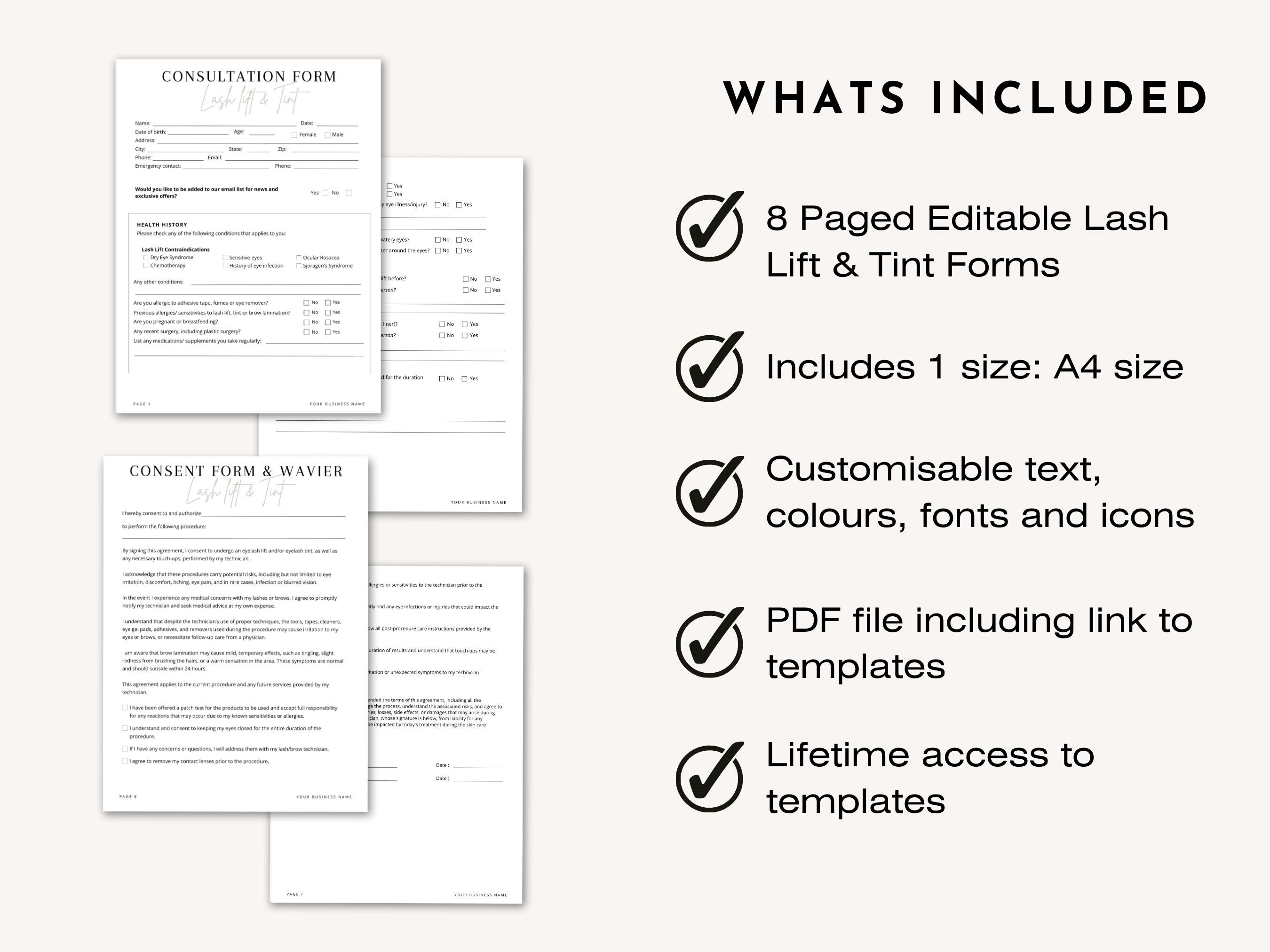 Editable Lash Lift & Tint Form, Lash Lift and Tint Client Intake, Lash ...