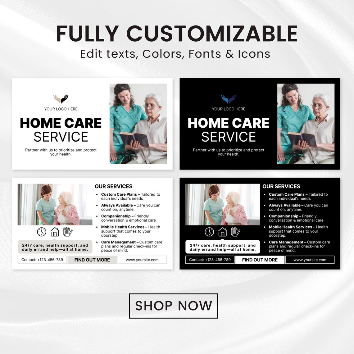 Home Care Service Business Card, Editable Home Care Business Card ...