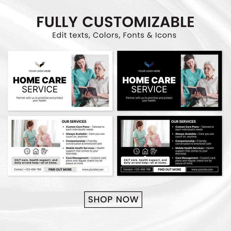 Home Care Service Business Card, Editable Home Care Business Card ...