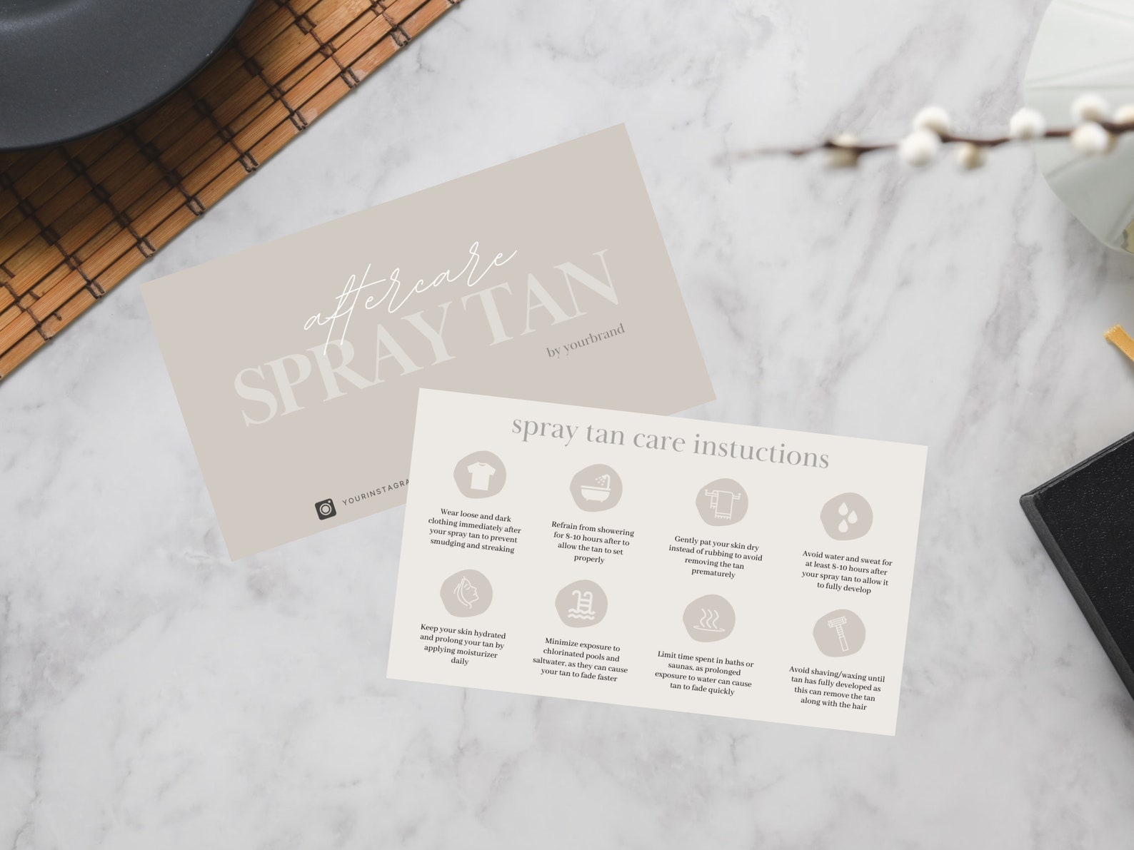 Spray Tan Aftercare Template | Tanning Care Card | Editable Spray Tan ...