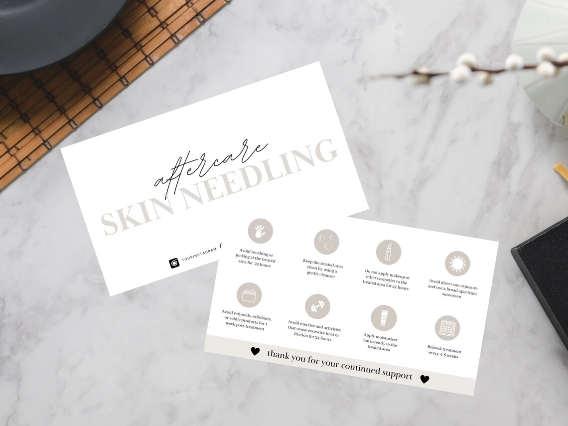 Microneedling Aftercare Card Template | Skin Needling Card | Editable ...