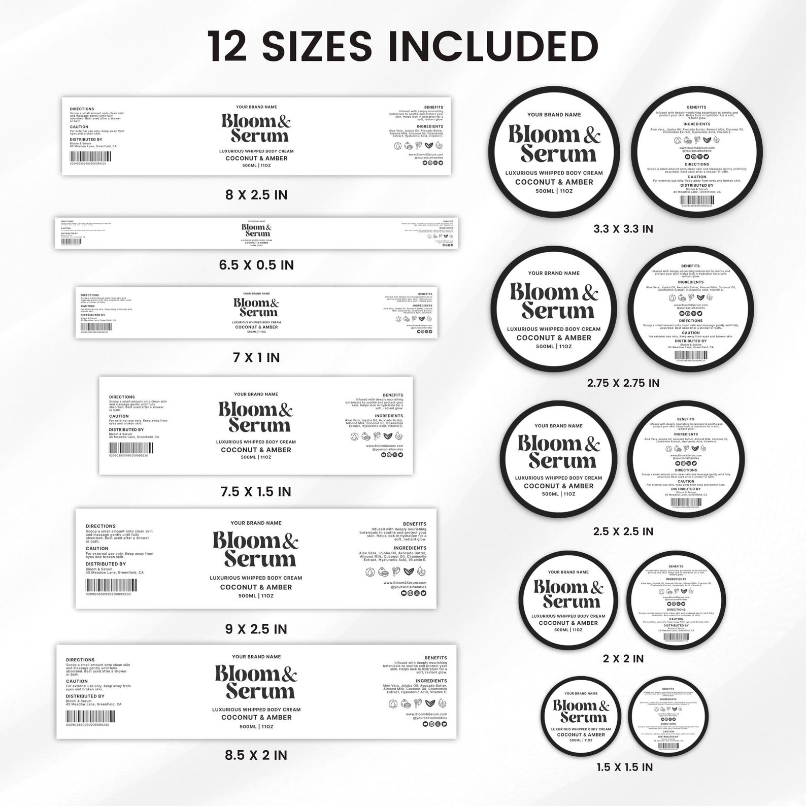 Jar Label Templates, Editable Cosmetic Label Templates, Stylish ...