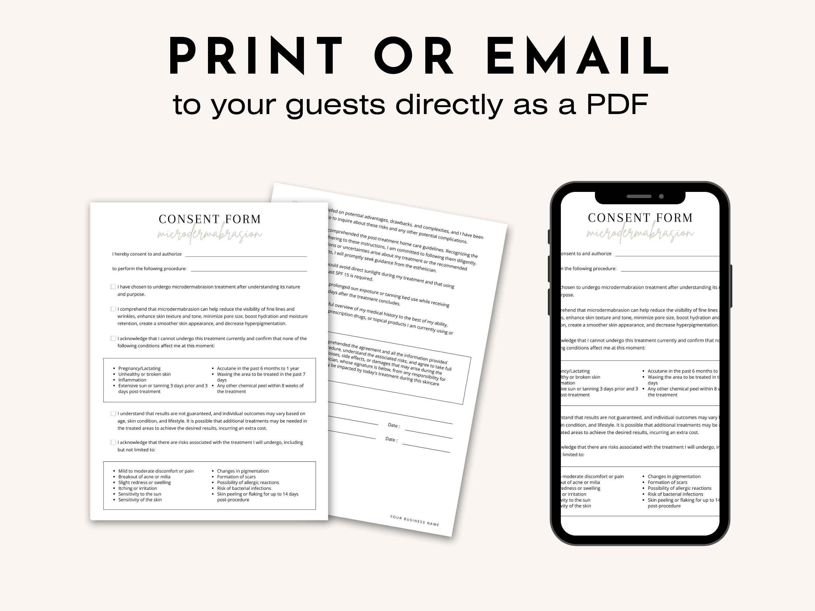 Microdermabrasion Consent Form, Editable Facial Consent Form, Beauty Forms, Esthetician Business ...