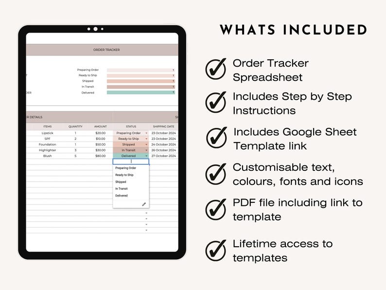 Order Tracker Google Sheets Excel Template Small Business Spreadsheet ...