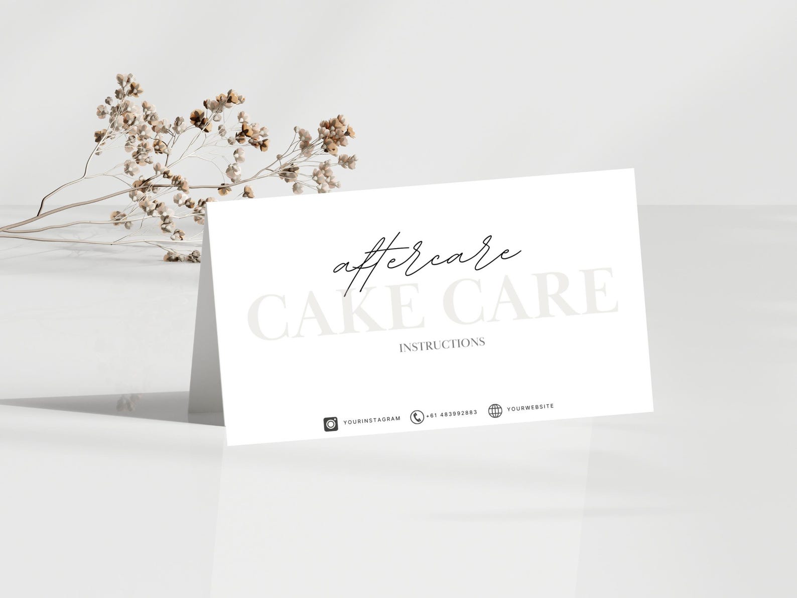 Cake Care Card Template, Editable Wedding Cake Care Cards, Printable ...