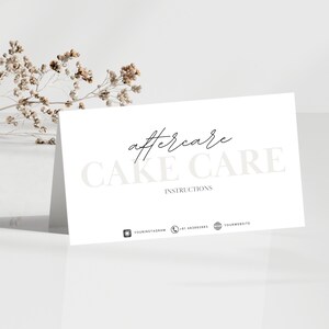 Cake Care Card Template, Editable Wedding Cake Care Cards, Printable ...