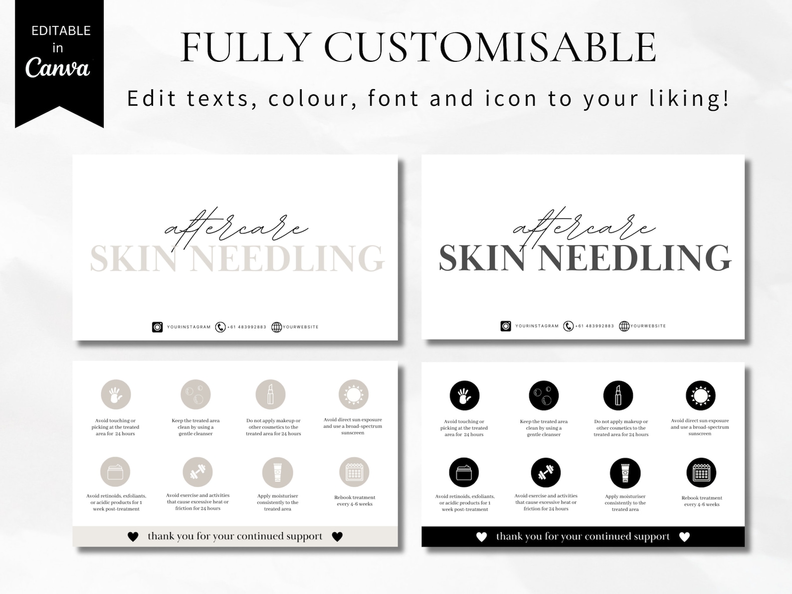 Microneedling Aftercare Card Template | Skin Needling Card | Editable ...