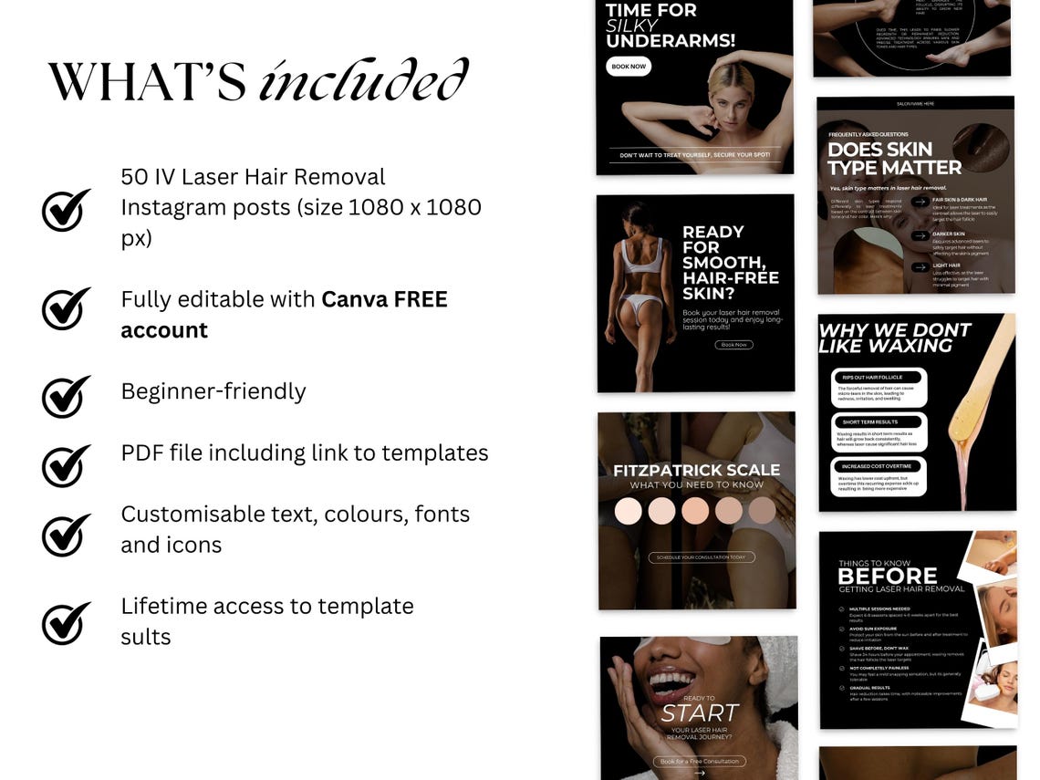 Laser Hair Removal Instagram Template, Laser Hair Removal Post, Laser ...
