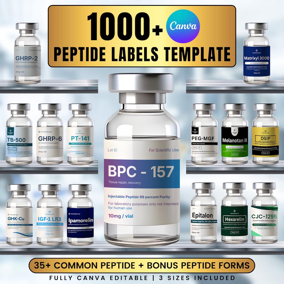 1000+ Peptide Vial Label Templates, Retatrutide Printable Labels ...