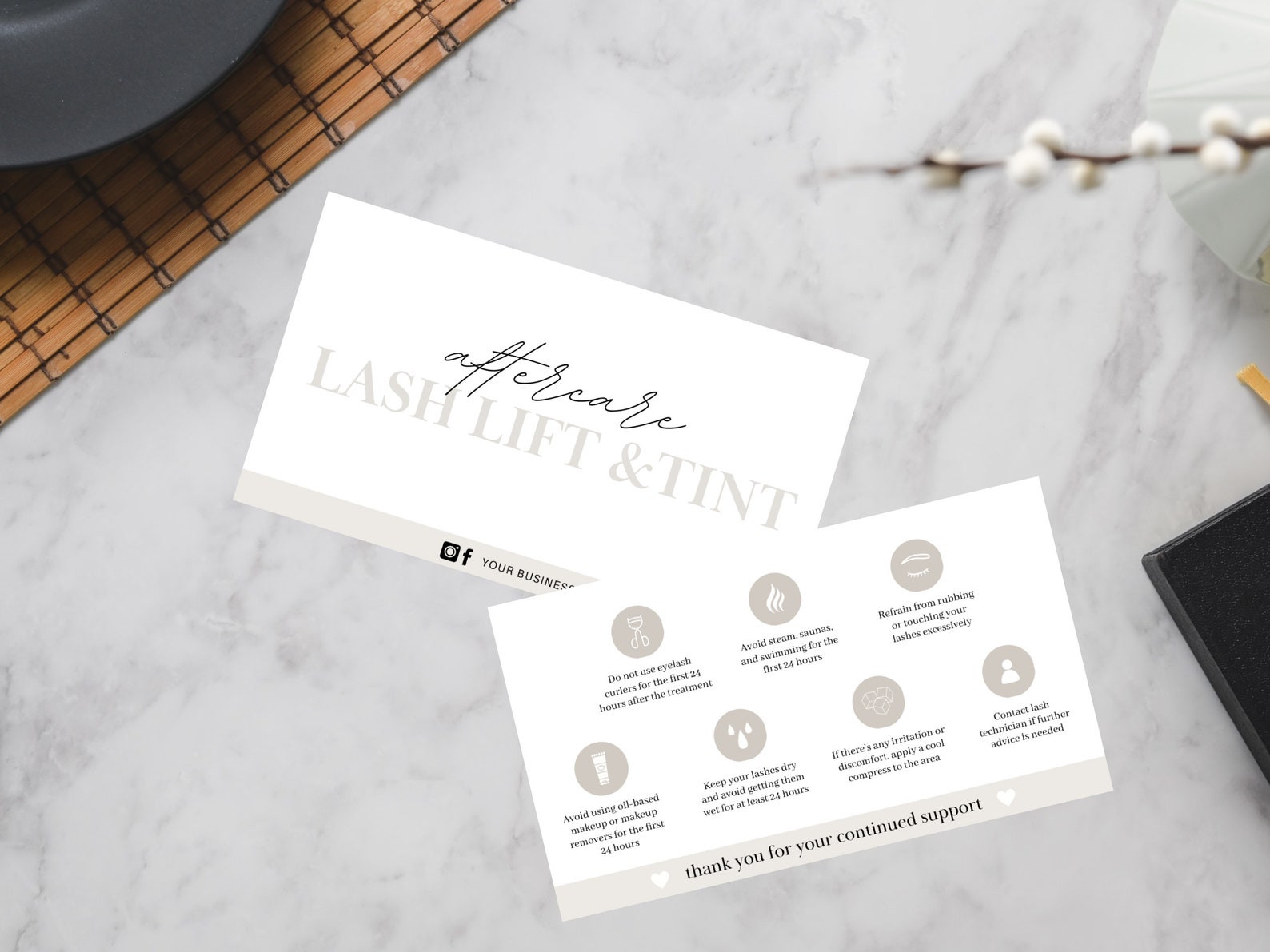 Lash Lift and Tint Aftercare Card Template | Editable Lash Lift and ...