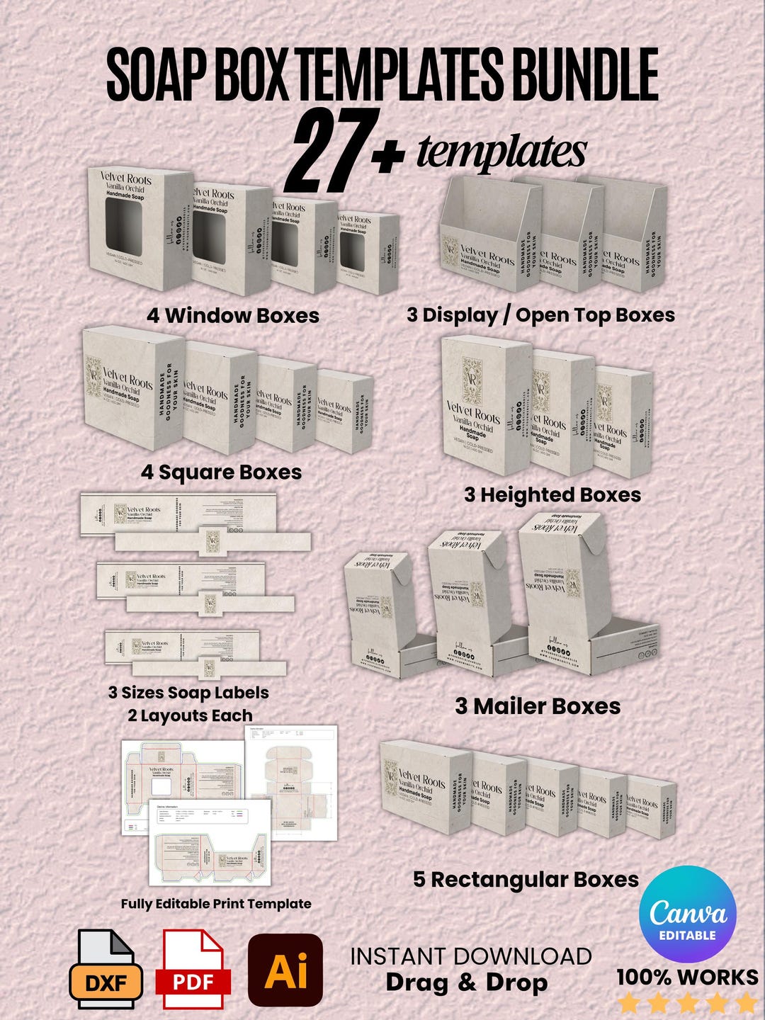 Soap Packaging Template, Canva Soap Box Template, Printable Soap ...