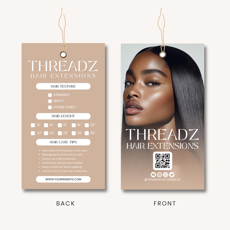 Hair Hang Tag Template, Editable Hair Tag, DIY Hair Hang Tag Design ...