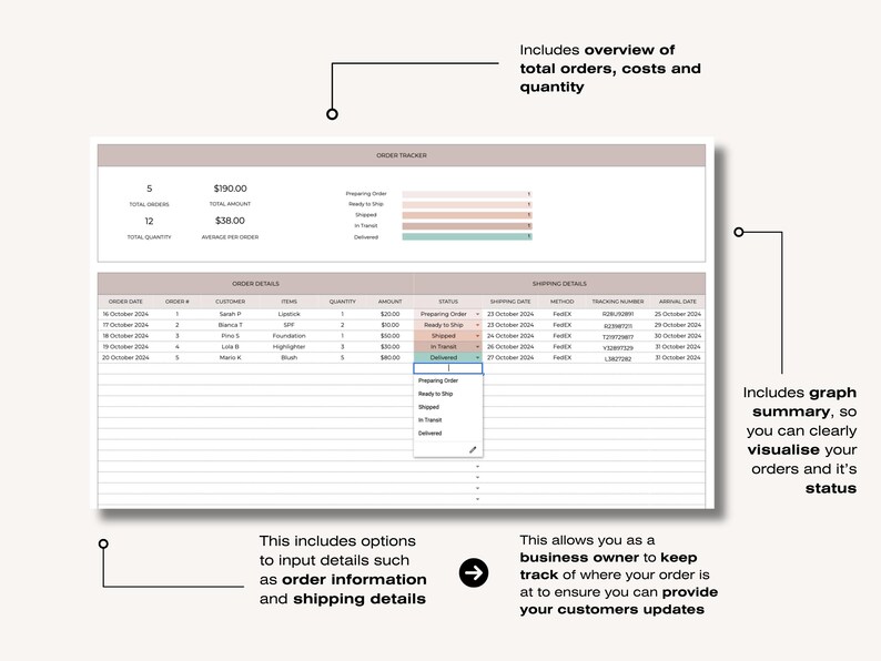 Order Tracker Google Sheets Excel Template Small Business Spreadsheet ...