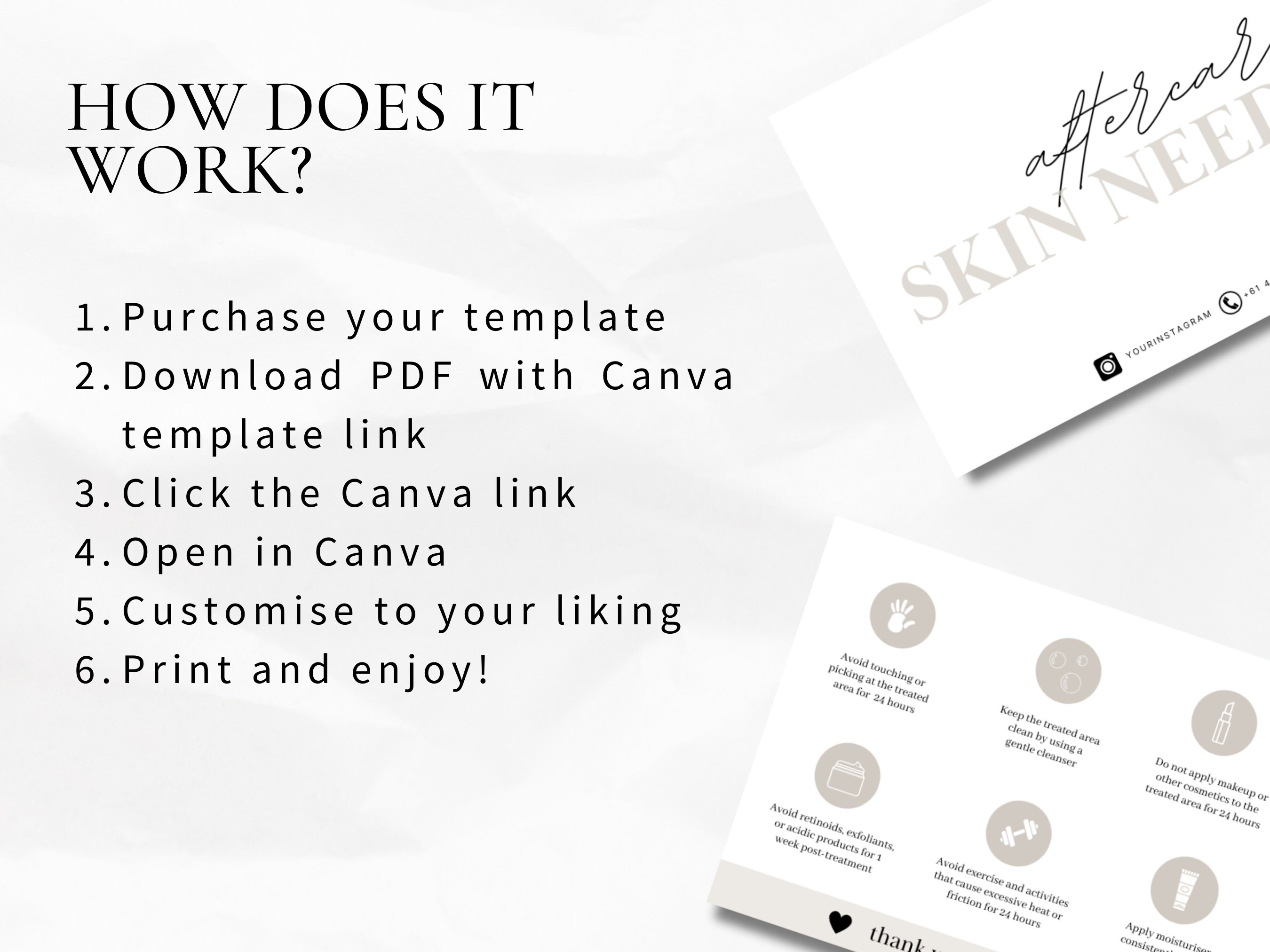 Microneedling Aftercare Card Template | Skin Needling Card | Editable ...