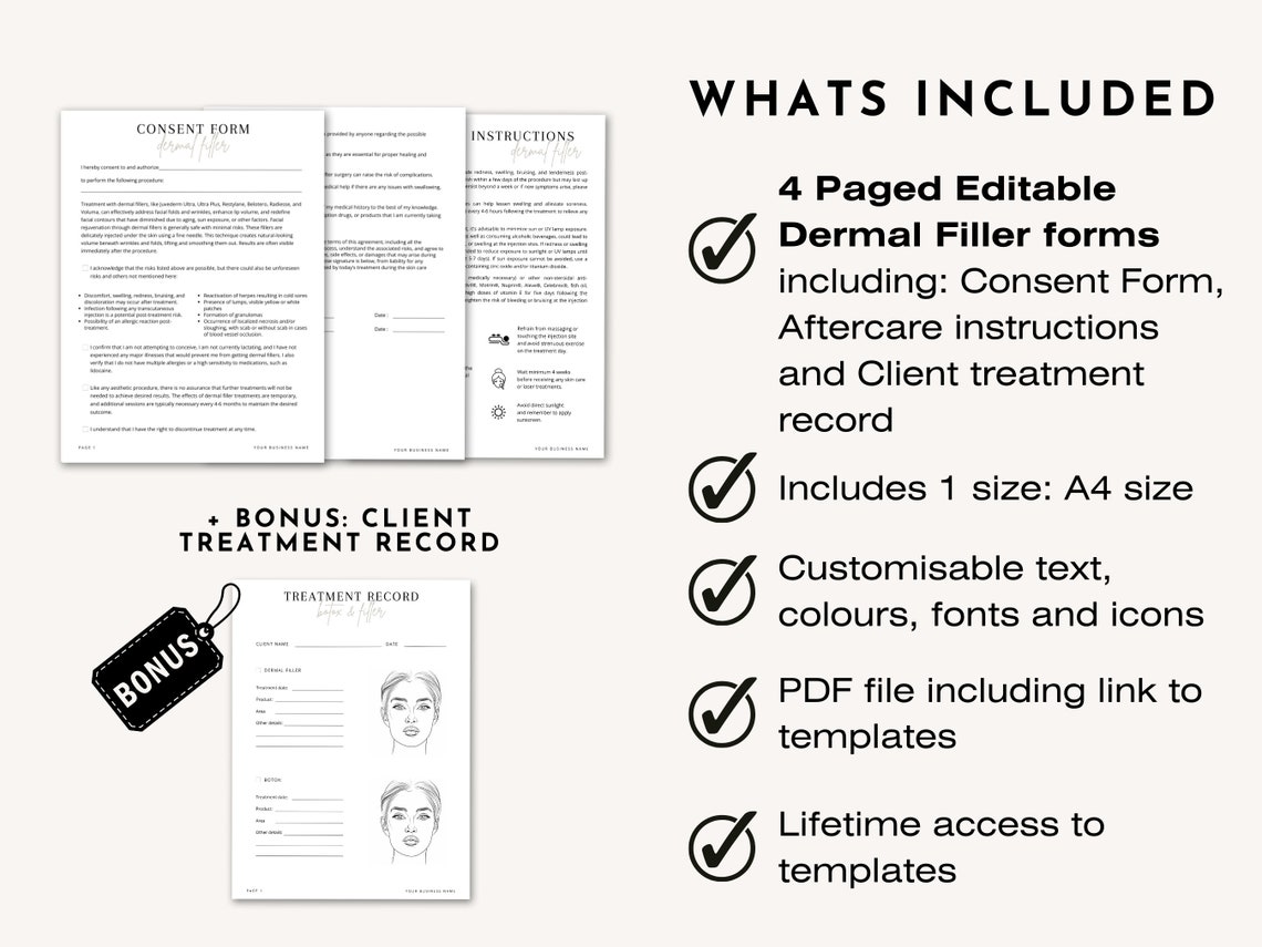 Dermal Filler Forms, Filler Consent Forms, Client Consultation Forms ...