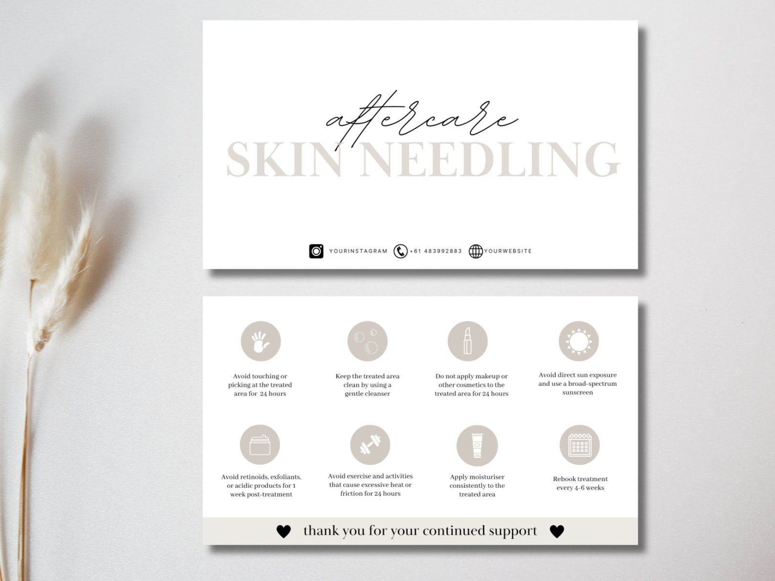 Microneedling Aftercare Card Template | Skin Needling Card | Editable ...