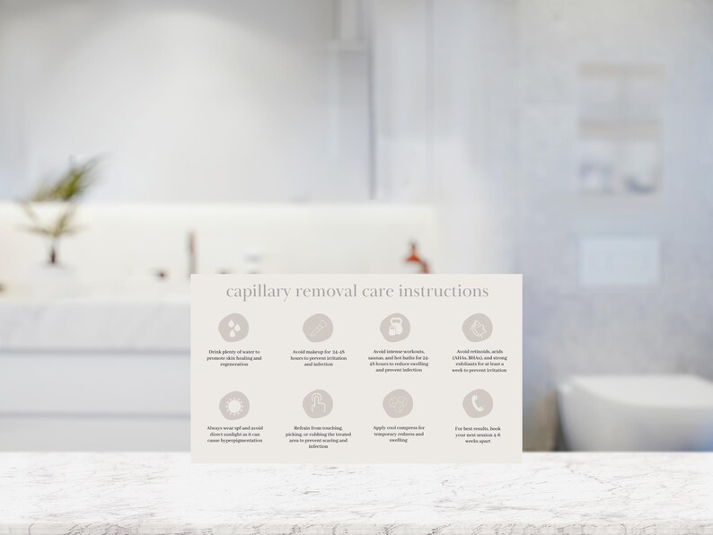 Editable Capillary Removal Aftercare Card | Minimalistic Aftercare Card ...