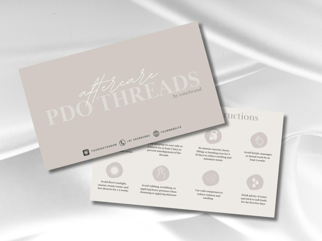PDO Thread Aftercare Instruction Card for Treatment Beauty Guide for ...