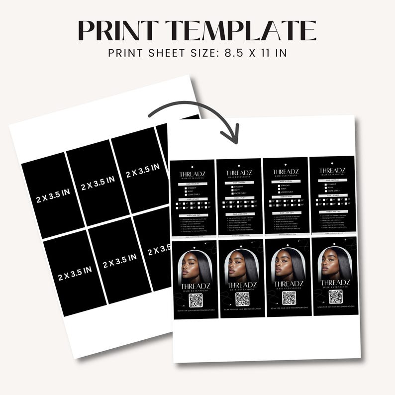 Hair Tag Template, Editable Hair Tag, DIY Hair Hang Tag Design, Hair ...