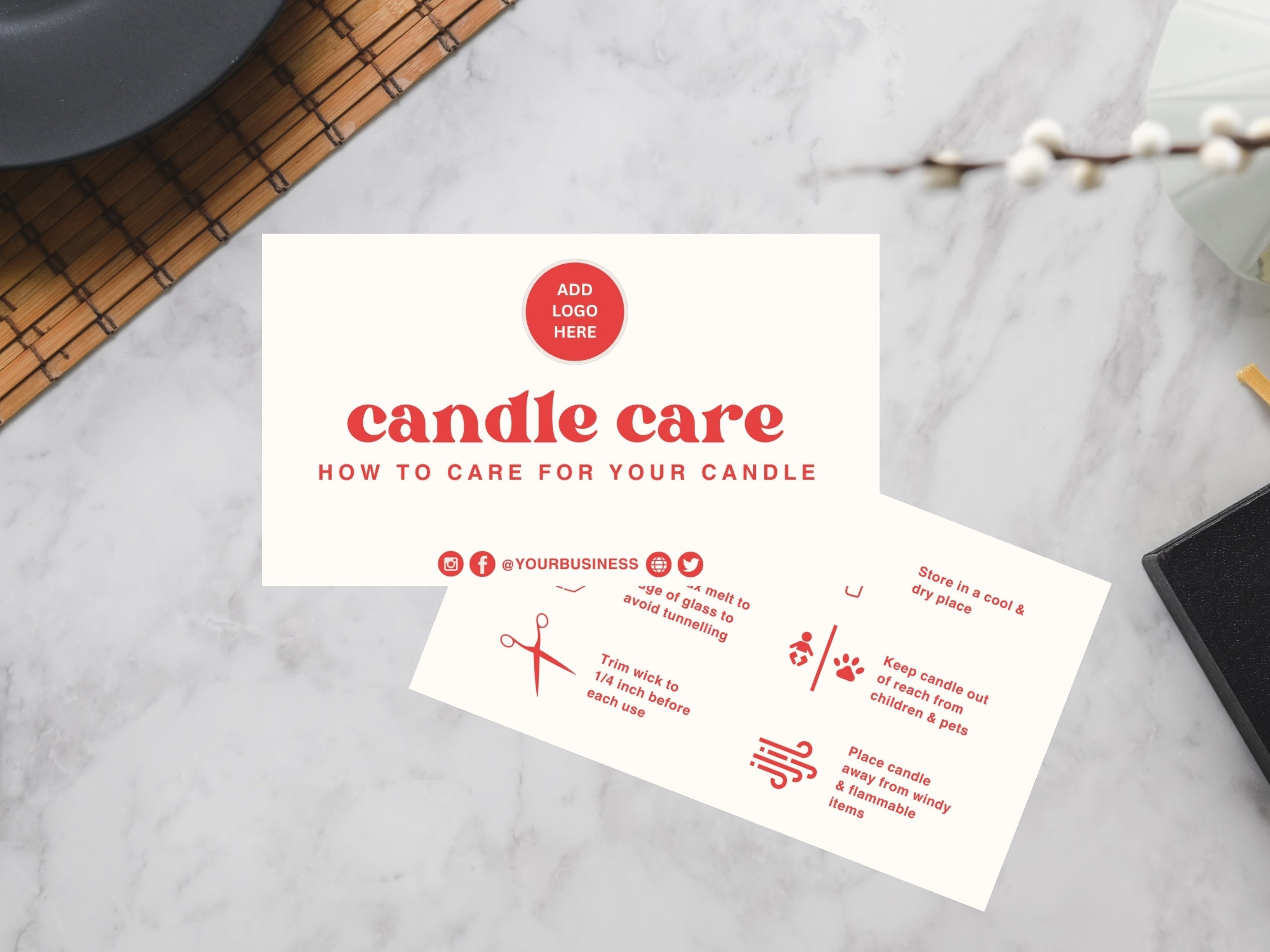 Candle Care Card Template Printable Candle Care Instructions Candle ...