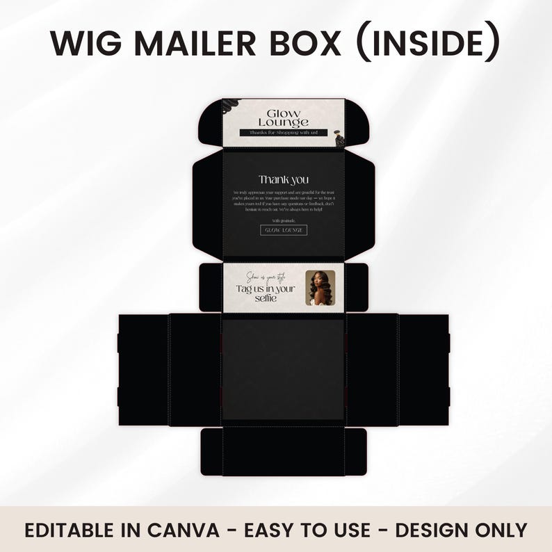 Wig Mailer Box Design, DIY Hair Packaging Design, Hair Box Design ...