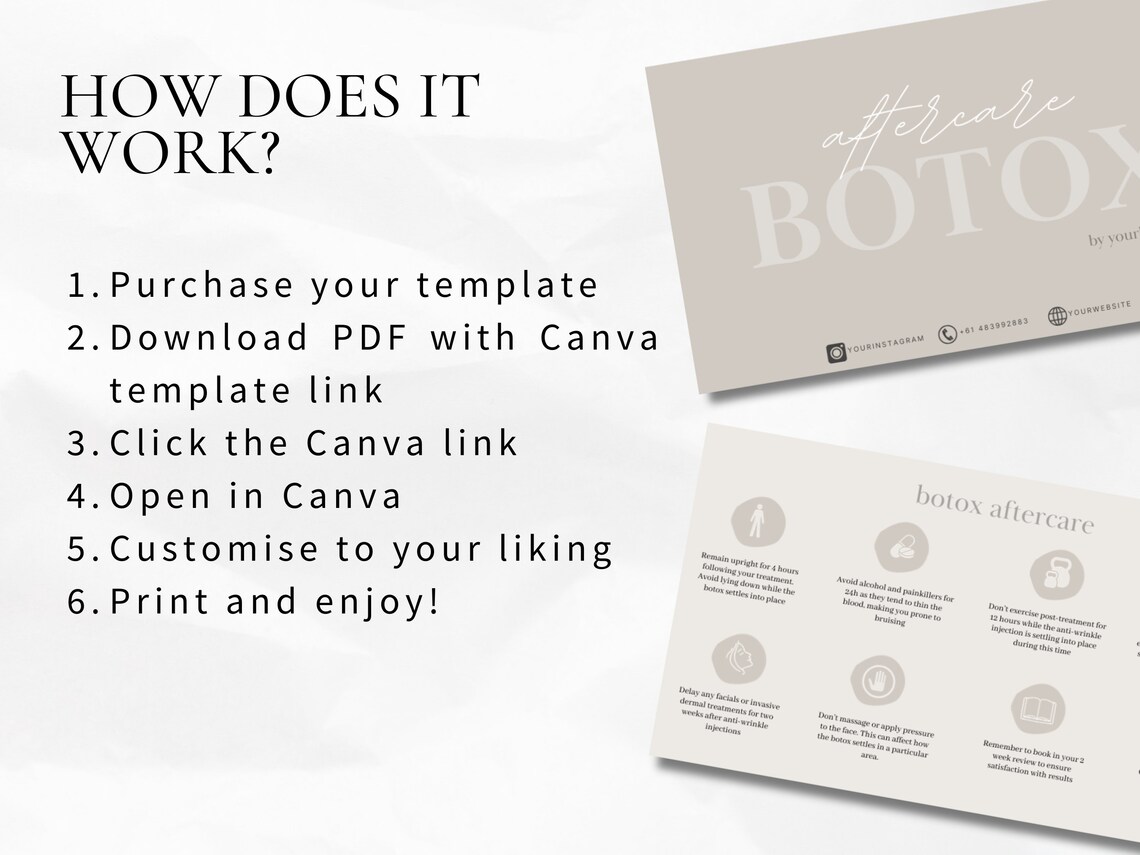 Botox Aftercare Card Template I Printable Aftercare Card Template I ...