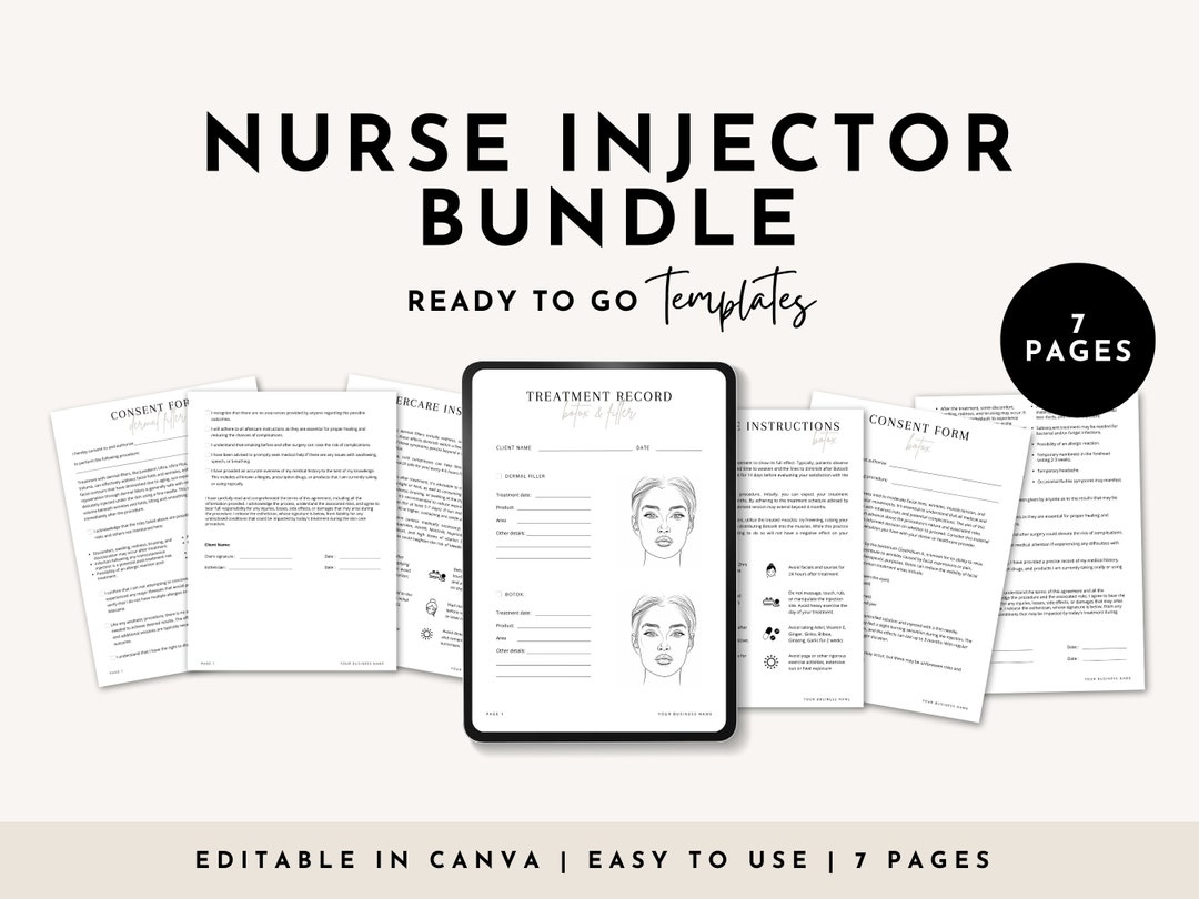 Nurse Injector Bundle Templates, Botox Consent Form, Botox and Dermal ...