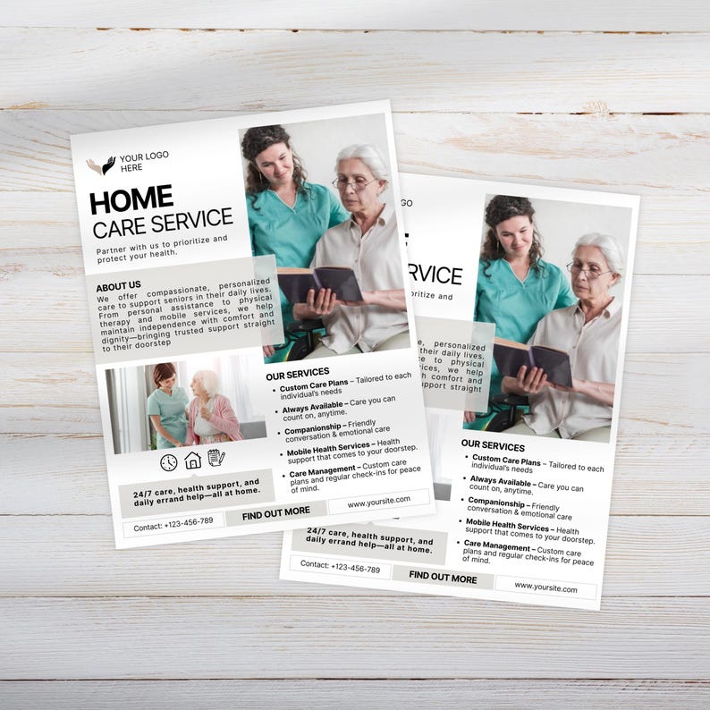 Home Care Service Flyer, Editable Home Care Flyer, Senior & Elderly ...